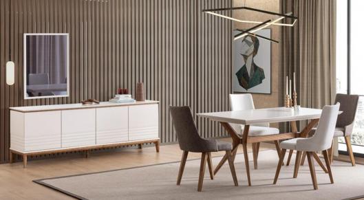 Enzio Aytaşı Modern Yemek Odası Takımı | Mobilyamevime | Mobilyamevime